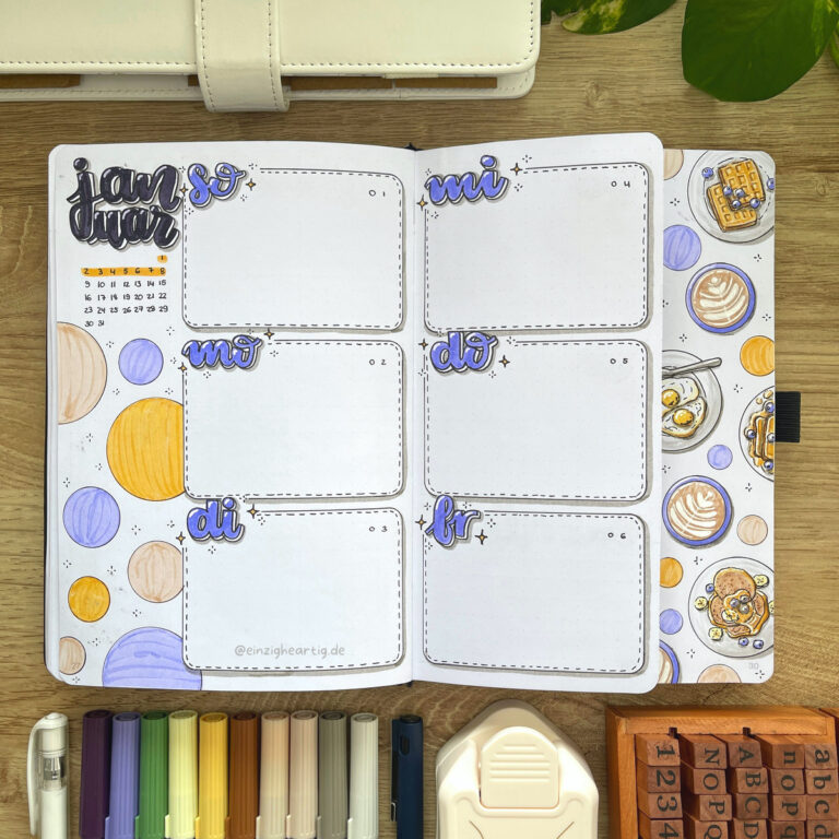 Bullet Journal Januar 2023 - Brunch zum Neujahr - einzigheartig.de
